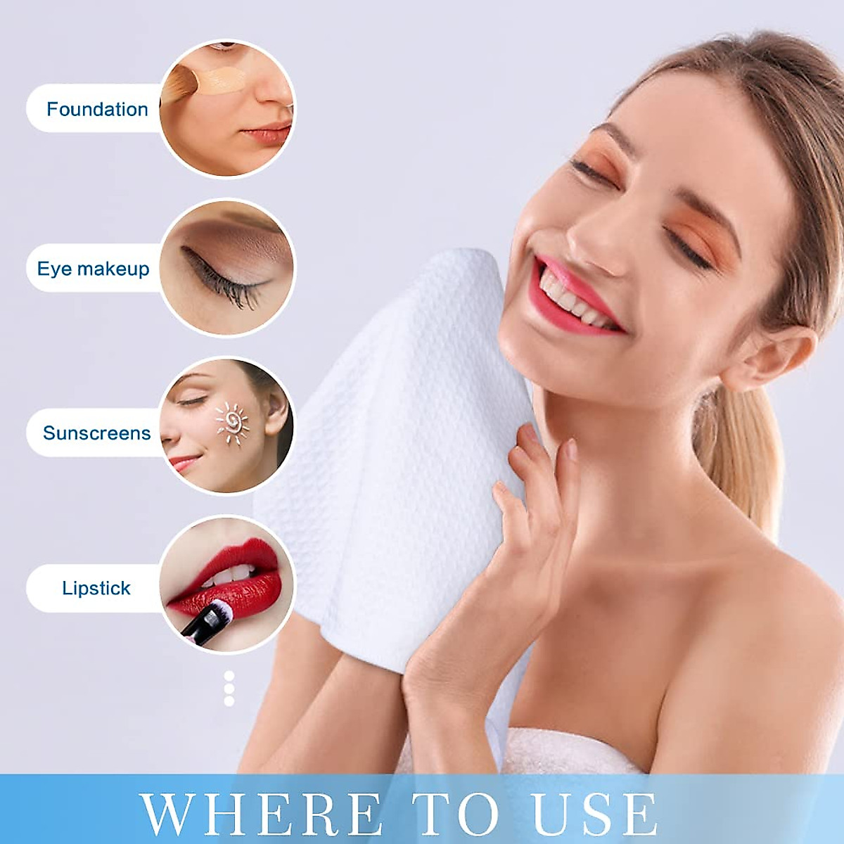 SINLAND Waffle Washcloths Microfiber Facial Cloths Soft Makeup Remover Cloths Ultra Thin Quick Drying Exfoliating 6 Pack White