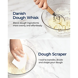 Lorzon Banneton Proofing Basket Set of 2, 10 Inch Round & Oval Cane Bread Proofing Baskets with Sourdough Bread Baking Supplies, Bread Making Kit