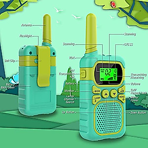 ITSHINY Kids Walkie Talkies with 22 Channels & 3 Mile Range for Outdoor Hiking Camping Children Toy Gifts for 3-12 Year Old Boys Girls -Green