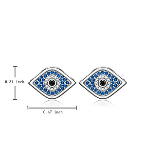 Evil Eye Earrings for Women Sterling Silver Blue Evil Eye Stud Earrings Mini Studs CZ Birthday Gifts
