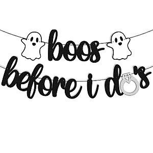 Boos Before I Do’s Banner Halloween Ghost Ring Diamond Themed for Boy Girl Bachelorette Wedding Bride to Me Bridal Shower Party Decorations