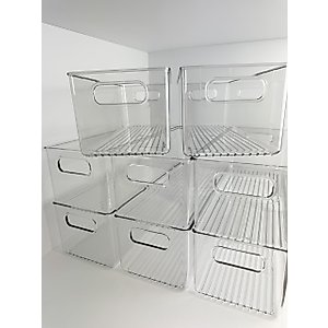 Orderly Elegance Clear Plastic Organizer Bin 16in (L) x 6in (W) x 5in (H) 8 pack