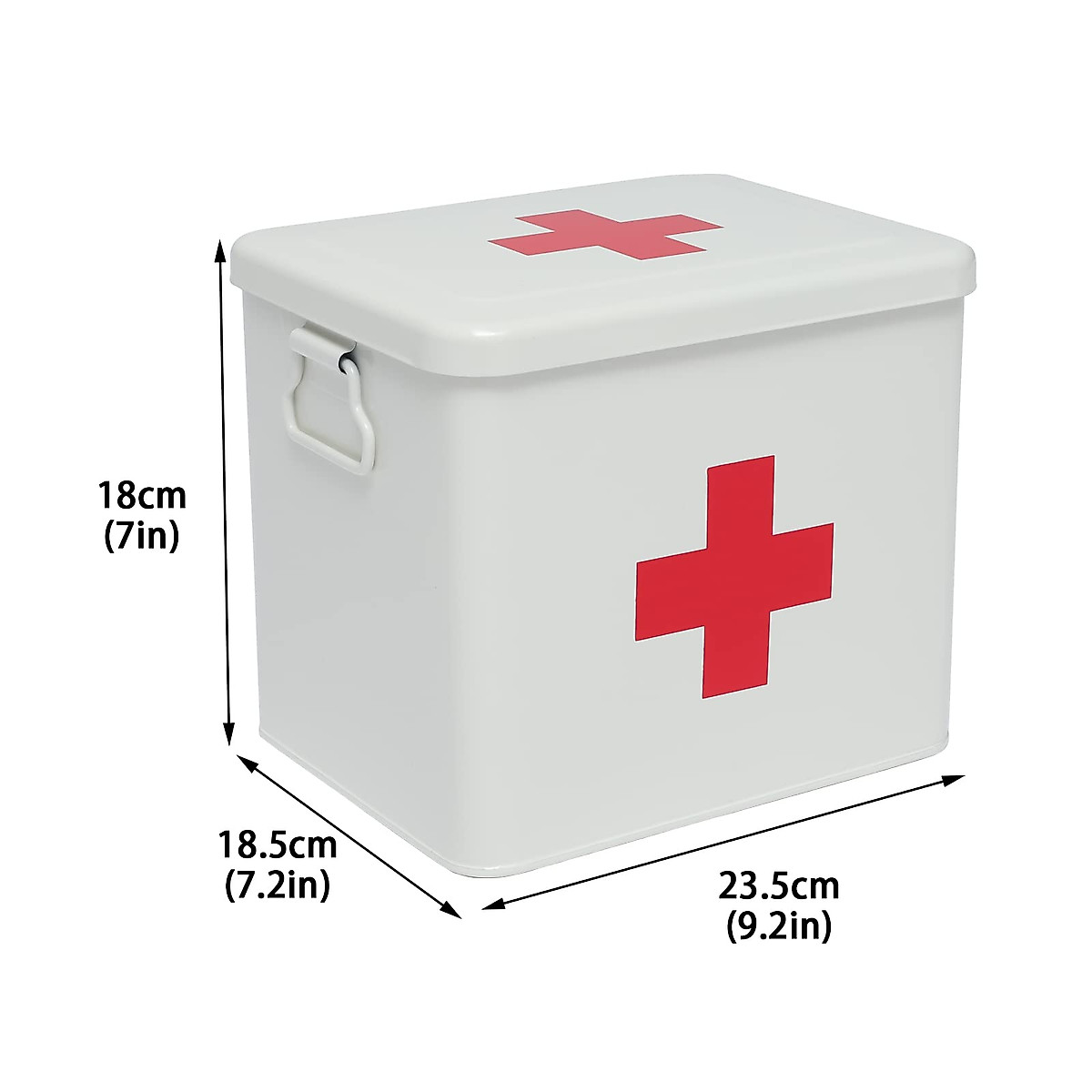 Xbopetda Metal Medicine Storage Tin,First Aid Kit Tin, First Aid Medicine Supplies Bin, First Aid Box with Removable Tray for Home Emergency Tool Set (White)