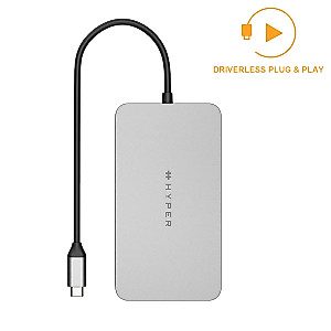 HyperDrive M1 M2 MacBook Pro USB C Hub - 10-in-1 USB Hub Dual 4K HDMI, Ethernet, USB-A, USB C Adapter
