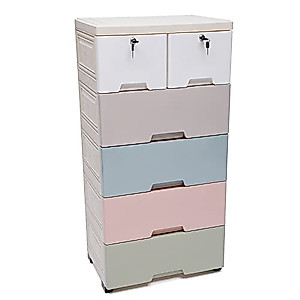 AKaSping Plastic Dresser for Bedroom 6 Drawer Dresser Organizer Modern Vertical Clothing Storage Cabinet Tall Storage Tower for Home Living Room Kid Room Entryway Hallway Nursery Office