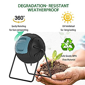 Multifunction Garden Tumbling Composter, Heavy-Duty Fast-Working Compost Bin with Easy-to-use Drain Plugs to Collect Liquid,Blue