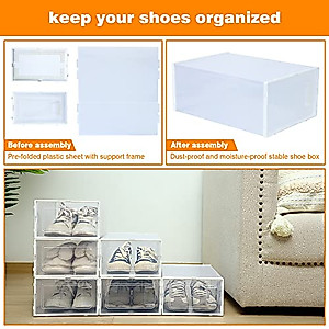 Fixwal 12pcs Shoe Storage Boxes Clear Shoe Boxes Stackable with Lids, Space Saving Shoe Holder Sneaker Display Case, Shoe Container Boxes for Closet Bedroom Bathroom