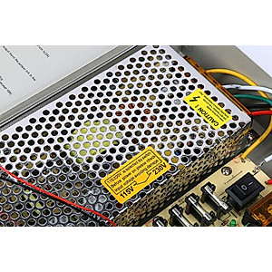 AOMUCH 9 Output Channel CCTV Glass Fuse Distributed Power Supply Box for Security Camera DC 12V 10A w/Key Lock