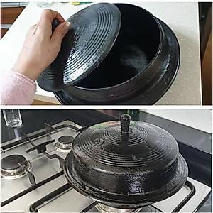 Xgxoz Korean Traditional Thick cast Iron Pot Pre-Seasoned Cast Iron 2-in-1 Heavy-Duty Dutch Oven with Skillet Lid Set, Oven,Grill, Stove Top, BBQ and Induction Safe