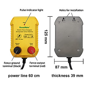 FenceMate AC Powered Electric Fence Charger Output 0.35J up to 7 Miles, Fence Energizer up to 7 kV to Contain Pet, Poultry, Keep Rodent & Nuisance Animals Out, Used in Homestead, Garden, Pond, Orchard