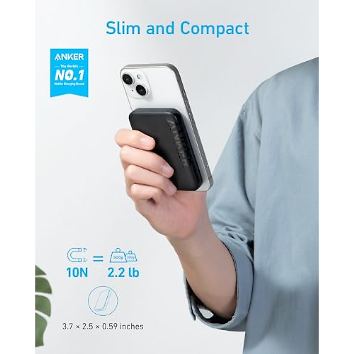 Anker 321 MagGo Battery (PowerCore Magnetic 5K), 5,000mAh Magnetic Wireless Portable Charger, Compatible with iPhone 15/15 Plus/15 Pro/15 Pro Max, iPhone 14/13/12 Series（Black）