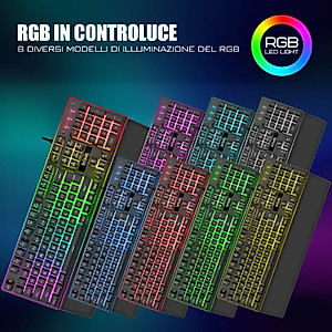 RedThunder K10 Wired Gaming Keyboard and Mouse and Wrist Rest Combo, RGB Backlit, Mechanical Feel Anti-ghosting Keyboard + 7D 7200 DPI Mice+Soft Leather Wrist Rest 3 in 1 PC Gamer Accessories(Black)