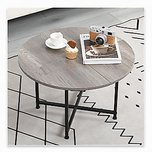 SENIG Round Coffee Table, 2-Tier Coffee Table with Storage Shelf for Living Room, Center Table for Small Spaces, White Oak