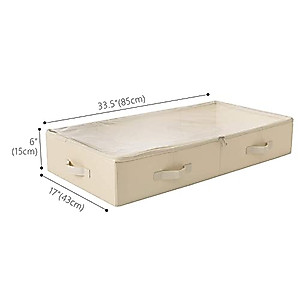 iwill CREATE PRO Ultra Large Size Underbed Storage Bins Set, Folding Washable, Good for Duvets, Blankets, Shoes, Garment Organizer, Beige
