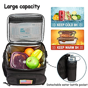 MOV COMPRA Tactical Leakproof Lunch Bag for Men, Insulated Lunch Box for Men Large Capacity with MOLLE Water Bottle Pouch and Adjustable Shoulder Starp, Green Lunchbox for Adults for Work, Picnic