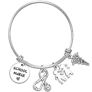 Kivosliviz School Nurse Appreciation Gifts Bracelet for Women School Nurses Week Gift Graduating Nursing Bangle Ornament Thank You Registered School Nurse Jewelry