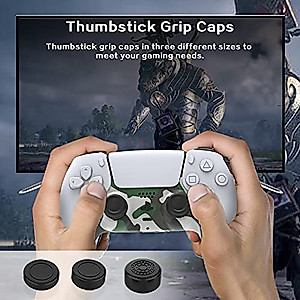 BEJOY PS5 Controller Faceplates Accessories with 6 Thumbs Grips, Replacement Decoration Controller Shell for Playstation 5 DualSense Controller (Camouflage Green)
