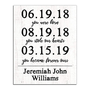 CANARY ROAD Adoption Dates Print | Adoption Gift | Gotcha Gift | Gotcha Day |Adoptive Parents Gift |Gotcha Day - Adoption Gift Personalized Art Child Keepsake Gift Boys and Girls Adopt Adopted Present