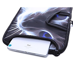 14 Inch Neoprene Laptop Sleeve Case Bag with shoulder strap For 14" Notebook/MacBook/Ultrabook/Chromebook (Grey cat with blue eyes)