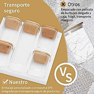 Unbreakable Overnight Oats Containers with Lids, Set of 5 Airtight Glass Jars with Bamboo Lids, Glass Food Storage Canisters for Cookie, Candy, Coffee Bean, Sugar, Spices, Dry Goods, Transparent