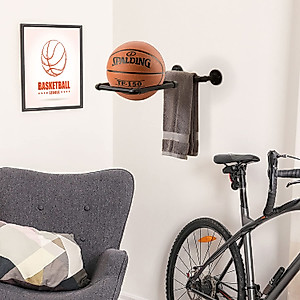 MyGift Wall-Mounted Exercise Ball Rack | Black Industrial Pipe Yoga Stability Ball Storage Display Holder for Home Gym and Studios, Set of 2