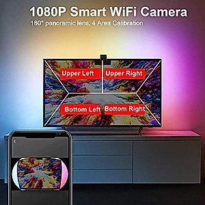 Dosilkc TV LED Backlight with Camera, 1080P WiFi Camera Screen Sync Controller with Phone App, RGBIC LED Lights for TV with Video, Music Rhythm, Scene Mode, 16.4ft Led Strip Lights for 55-70 inch TVs