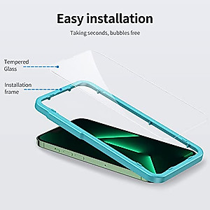 SmartDevil 3 Pack Screen Protector for iPhone 14/iPhone 13 / iPhone 13 Pro(6.1 Inch), [Easy Installation Frame][Double Military Grade Shatterproof] HD Bubble Free 9H Tempered Glass-Case Friendly