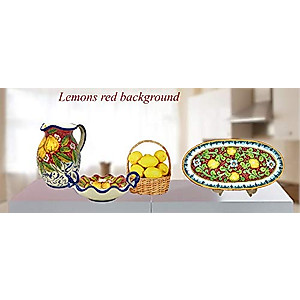 CERAMICHE D'ARTE PARRINI - Italian Pottery Art Pottery Pitcher Vino Vine gal 0,264 Hand Painted Decorated Lemons Made in ITALY Tuscan Florence