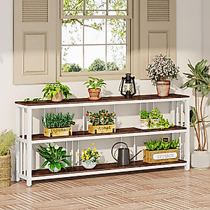 Tribesigns 71" Industrial Console Table, 3 Tiers Sofa Table, Narrow Long Sofa Table with Storage Shelves, Big Rustic Entryway Table, Large Hallway Table, Behind Couch Table with Storage