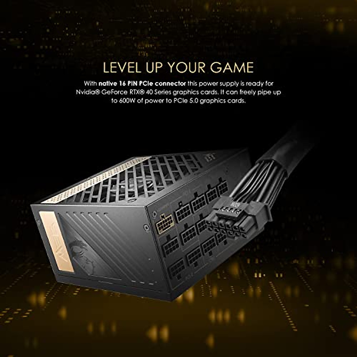 MEG Ai1300P PCIE 5 & ATX 3.0 Gaming Power Supply - Full Modular - 80 Plus Platinum Certified 1300W - 100% Japanese 105°C Capacitors - Compact Size - ATX PSU