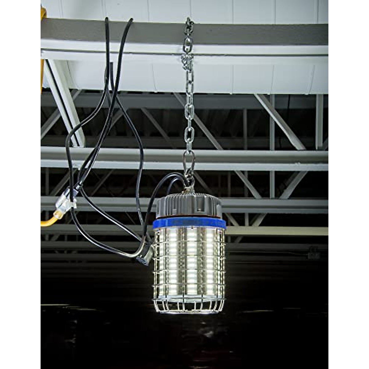 Bergen Industries Inc K5100 100-Watt Temporary High Bay LED Luminaire Plug-in Work Light, 13000LM, 5000K, Stainless Steel Cage,Blue