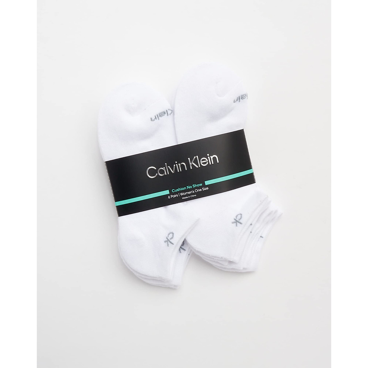 Calvin Klein Women's Athletic Socks - Cushion No Show Socks (6 Pack), Size 4-10, White