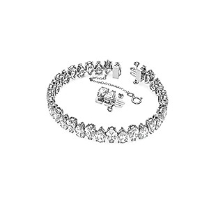 SWAROVSKI Matrix Bracelet, Pear cut Zirconia, Clear, Rhodium Finish