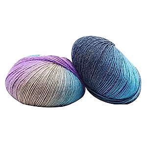 Wool Yarn for Knitting & Crocheting 2 Skeins Gradient Rainbow Color Wool Yarn Soft Lightweight Crochet Yarn for Crocheting Projects Handcrafts - 50g/Ball