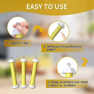 3-Pack Fly Trap Sticks for Indoor, Kitchen, Porch, Garbage Can, High-End Adhesive Fly Catcher Stick for Fly, Fruit Fly, and Flying Insect, Hanging Hook Included, Non-Toxic, Easy to Use and Disposable