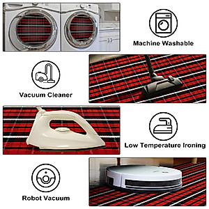 KIMODE Christmas Door Mat Outdoor 35"x59",Red and Black Buffalo Plaid Rug,Washable Cotton Hand-Woven Layered Door Mats,Reversible Outdoor Christmas Decor for Front Porch,Entryway,Kitchen