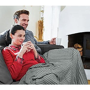 Utopia Bedding Cotton Waffle Blanket 300 GSM (Cool Grey - 90x90 Inches) Soft Lightweight Breathable Bed Blanket Queen Size Layering Any Bed for All Season