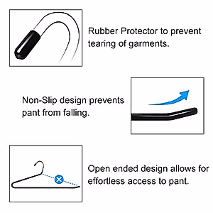 Corodo Pants Hangers, 10 Pack Pants Hangers Non Slip, Space Saving Hangers for Pants, Rubber Coating Short Neck Hangers