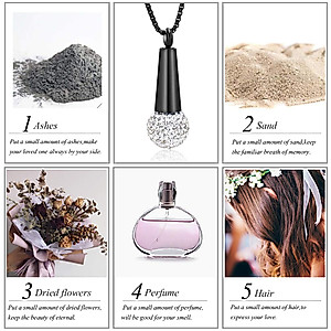 zeqingjw Microphone Cremation Jewelry for Ashes Urn Pendant Necklace with Crystal Stainless Steel Keepsake Memorial Ash Jewelry (Black)