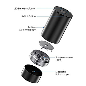 KINGTOP Electric Grinder, Portable Automatic Electric Herb Grinder, Metal Rechargeable Electric Spice Grinder (Black)