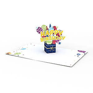 Lovepop Happy Birthday Balloon Box Paperpop® Card – Birthday Card – Handcrafted 3D Pop-Up Greeting Card – Birthday Card, 5 x 6.5”
