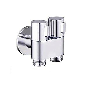 Zinc Alloy Angle Valve Wall Mount Toilet Bidet Sprayer Set One In Two Out Water Cleaning Sprayer For Bathroom Toilet Accessories 1Pcs(Sliver)