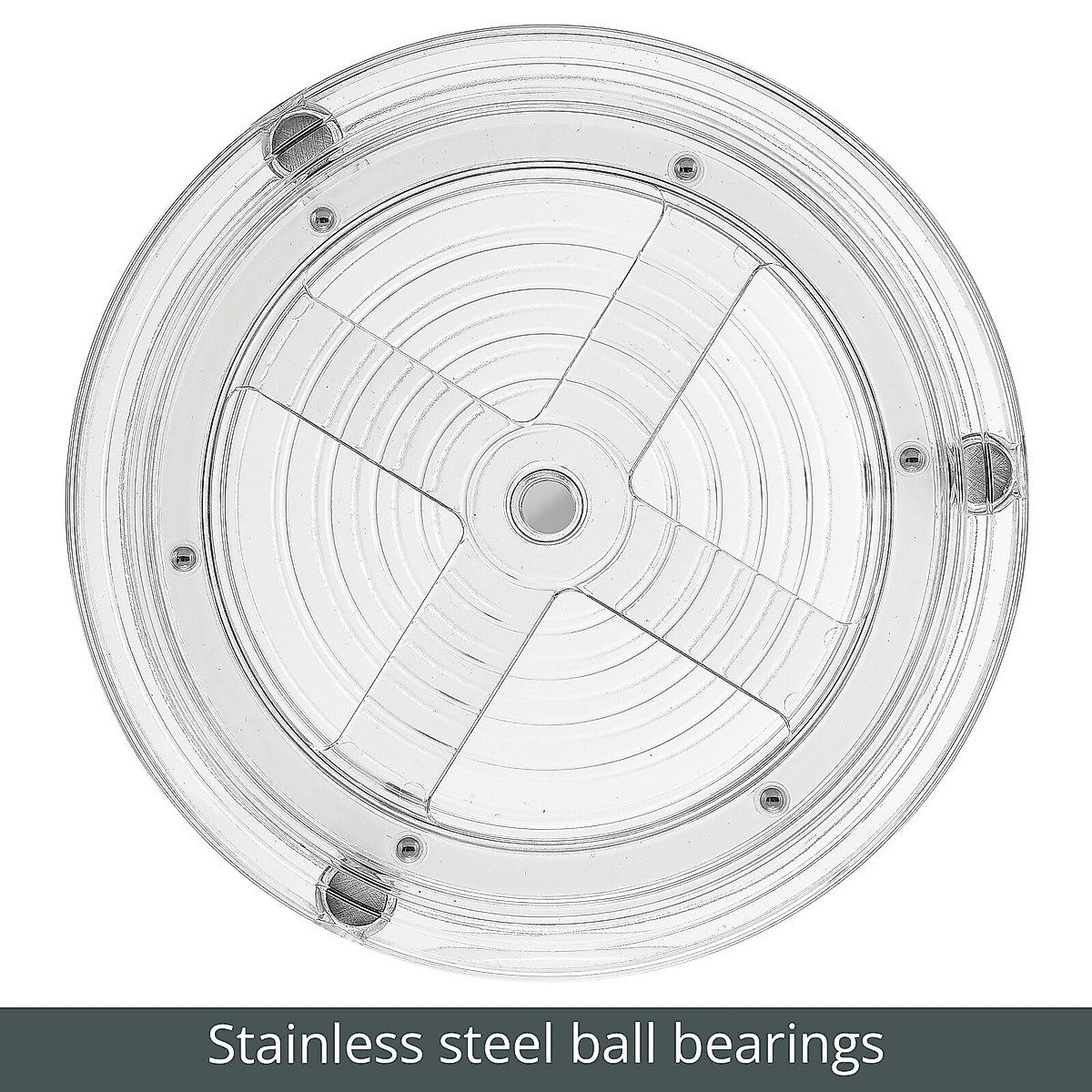 mDesign Plastic Spinning 2-Tier Lazy Susan Turntable Storage Tray - Rotating Organizer for Bathroom Vanity Counter Tops, Under Sink, Closets, Dressers - Clear/Chrome