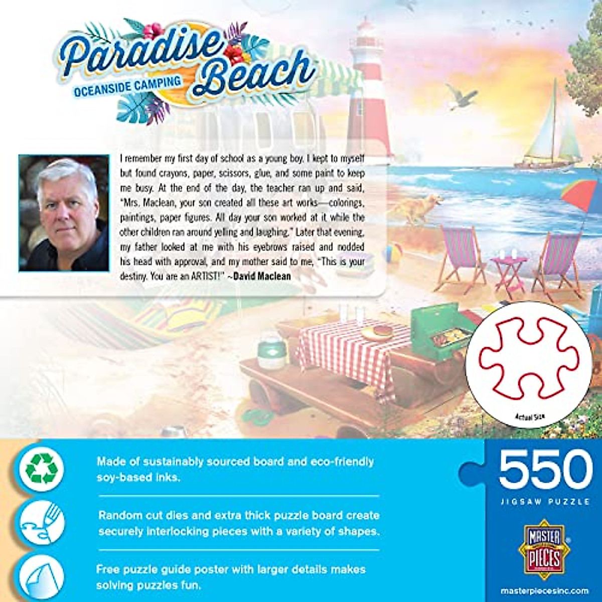 Masterpieces 550 Piece Jigsaw Puzzle For Adults and Family - Oceanside Camping - 18"x24"