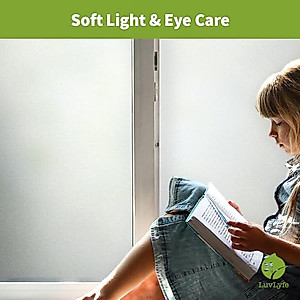 LuvLyfe Window Privacy Film Frosted Glass Window Film with Tools, UV Blocking Window Tint, Non Adhesive Static Cling Removeable Window Clings for Bathroom, Bedroom and Office(Pure, 17.5" * 78.7")