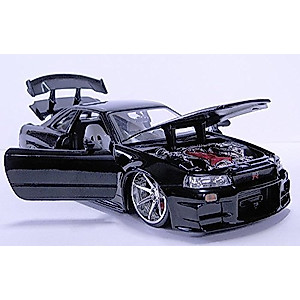 Jada 1:24 BIGTIME KUSTOMS NISSAN SKYLINE GT-R (BNR34) Jeidatoizu 1:24 scale Big Time Customs "Nissan Skyline GT-R (BNR34)" Nissan Black
