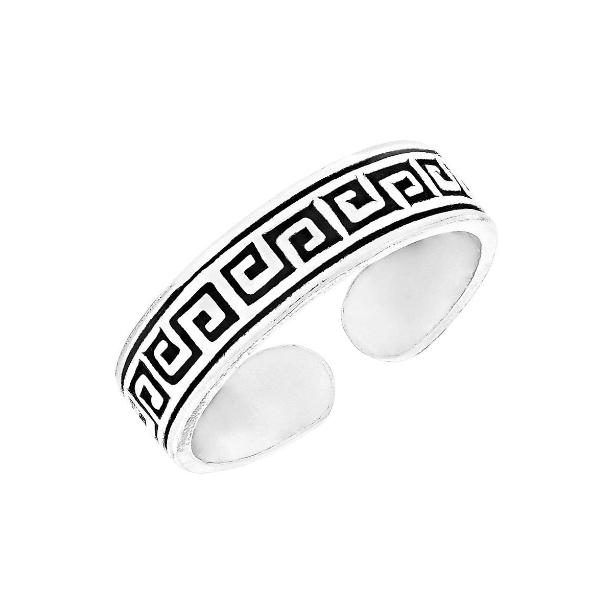 81stgeneration Greek Key Sterling Silver Toe Ring - Ancient Greece Style Foot Jewellery for Women - Pinky Finger Midi Adjustable Rings - Cute Toe Rings for Ladies - Boho Jewellery