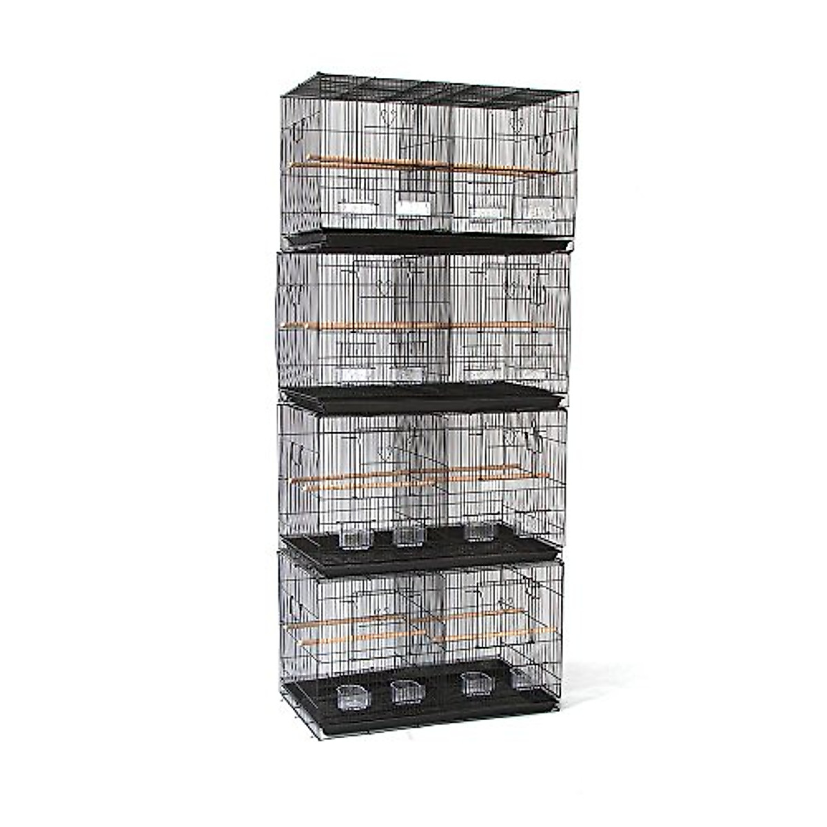 Flyline Lot of 4 Breeding Bird Carrier Cage with Dividor 30 x 18 x18 for Parakeet Canary Finch Loverbird (Black)