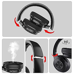 Bingozones B7 Pro. Over The Ear Headphones Wireless Bluetooth 65 Hours Playtime Foldable Deep Bass HiFi Stereo Wireless Headsets with Mic Lightweight Memory Foam Soft Earmuff, for Phone,TV Black