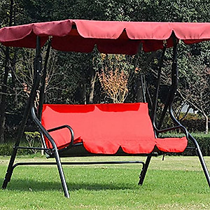 Swing Cushion Cover, 3 Seat Premium 190T Polyester Taffeta Swing Seat Cover Outdoor Swing Chair for Patio Courtyard Garden 59.1 x 19.7 x 3.9in(Red)